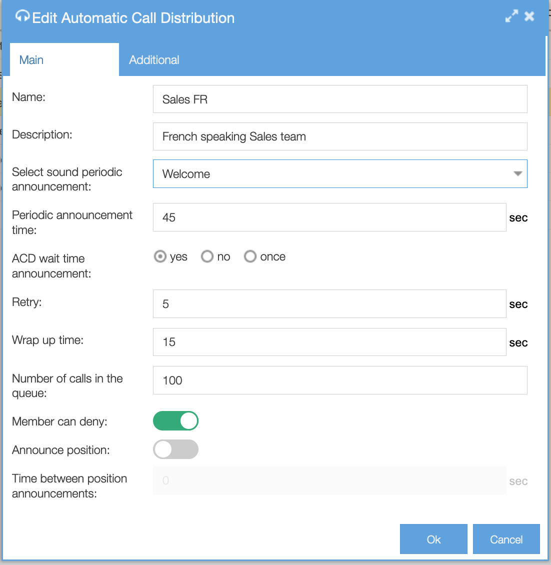 Automatic call distribution - ACD -(for admins) - Axeos