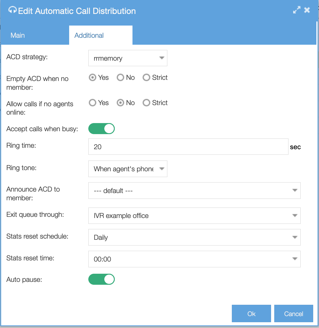 Automatic call distribution - ACD -(for admins) - Axeos